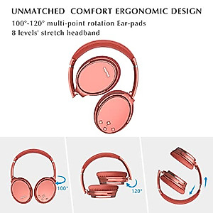Srhythm NC35 Noise Cancelling Headphones Wireless Bluetooth 5.0, Fast Charge Over-Ear Lightweight Headset with Microphones, Mega Bass 50+ Hours’ Playtime