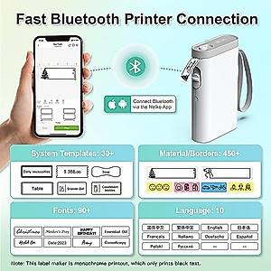 Nelko Label Maker Machine with Tape, P21 Portable Bluetooth Label Printer, Wireless Built-in Cutter Sticker Maker Mini Label Makers with Multiple Templates for Organizing Storage Office Home, White