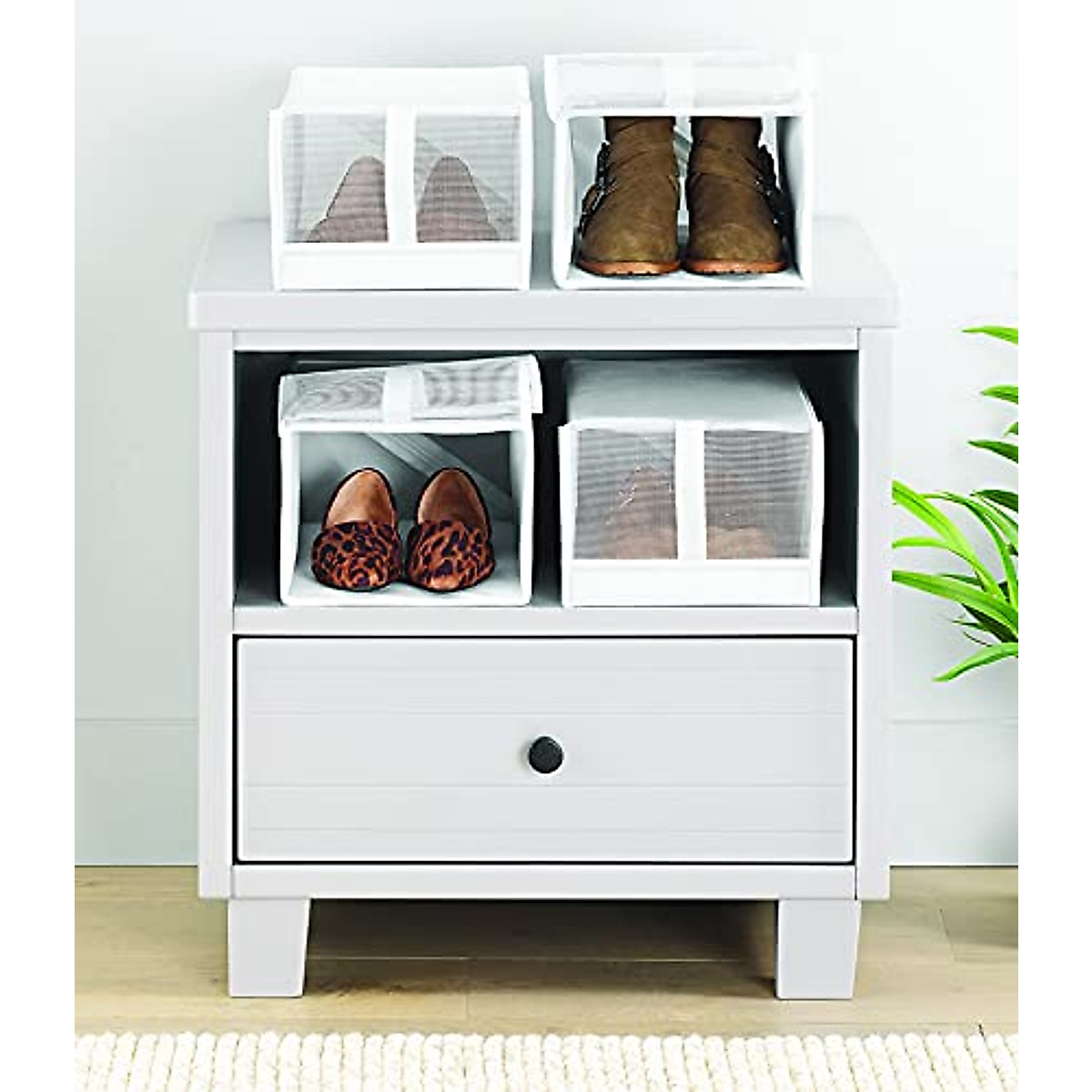 Whitmor White Mesh Shoe Boxes-Set of 4