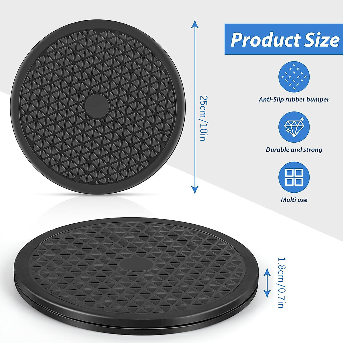 10 inch Heavy Duty Rotating Swivel Stand with Steel Ball Bearings - Lazy Susan Turntable for Flat Panel Monitors, TV's, Potted Plants, Stereo Speakers, Lazy Susan Turntable Organizer