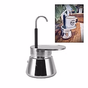 Gugxiom Stainless Steel Moka Pot, Mini Camping Coffee Percolator, Classic Italian Style Stainless Steel Coffee Pot, Light and Resistant, for Outdoor Camping