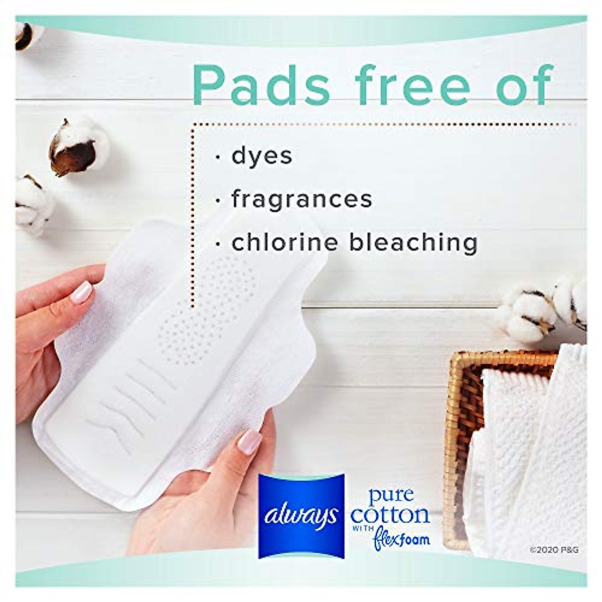Always Pure Cotton with Flexfoam Pads, Size 1,Regular Absorbency (3 Packs of 14-36 Count Total)