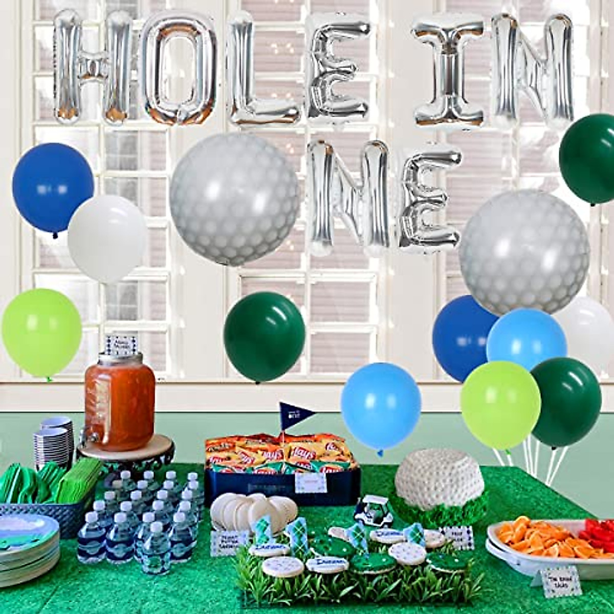 Golf 1st Birthday Decorations, Hole in One First Birthday Party Decorations - Silver Foil Letter Balloons, Golf Foil Balloons for Boys Outdoor Sports Themed Party Supplies