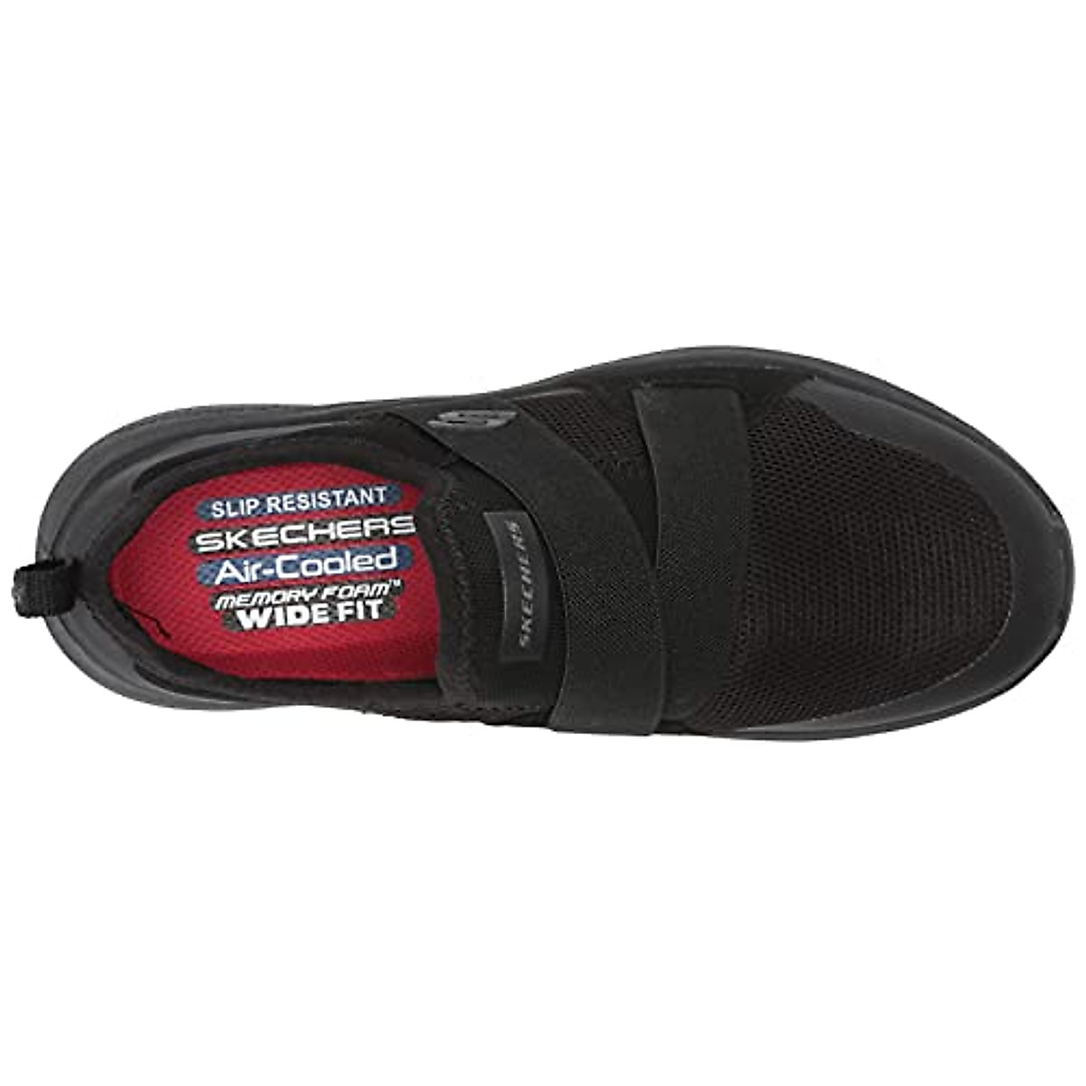 Skechers Women's Slip on Athletic Food Service Shoe, Black, 9 Wide