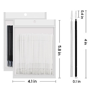 Micro Applicators 200Pcs, Inartato Disposable Micro Brush Microswab Wands for Eyelash Extensions Makeup and Personal Care (Black & White - Long Microfiber Tips)