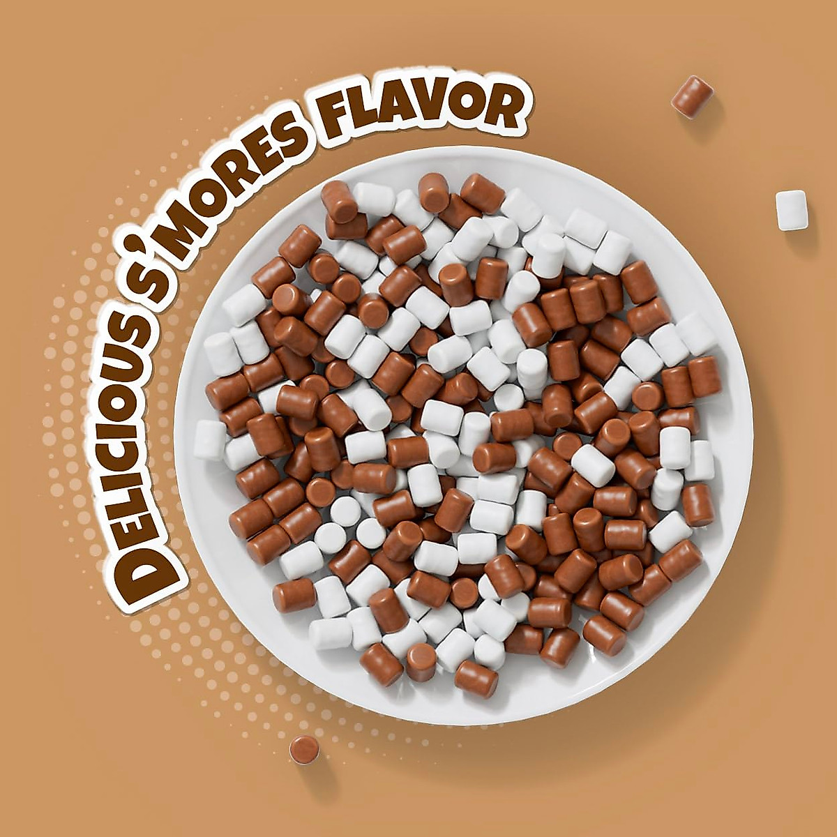 Marshmallow Smores Flavored Mini Marshmallows Candy - Mix of Chocolate Covered & Vanilla Coated - Individual Packets, 1.97 oz, Pack of 18 - Perfect for Hot Chocolate, and Snacking