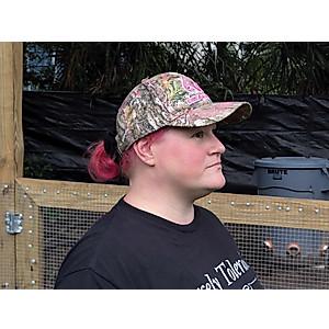 Realtree 3D Pink Antler Logo Hunting Camo Cap Hat Visor, RT Edge, Ladies Fit, Low-Mid Profile Structured, Wicking Sweatband, Vel-cro Back