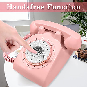 GloDeals 1960's Style Pink Retro Rotary Phone Old Fashioned Dial Retro Landline Phones for Home Decor Collector Gifts