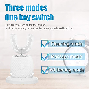 Automatic Ultrasonic Toothbrush, Automatic for Adults, 360° Sonic Toothbrush Waterproof, Rechargeable Portable Electric Ultrasonic, Teeth whitening Brush for Travel and Household, White