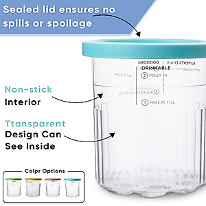 Fouwey Food Storage Containers 4 Pack Creami Pints And Lids For Creami Deluxe NC501 NC500 Series Ice Cream Makers Containers,Food Storage Containers With Lids Storage Containers