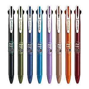 Writech Multicolor Gel Pens 0.5, 2 In 1 Colored Pens Fine Point,Black & Vintage Color,Assorted Ink,8-Count