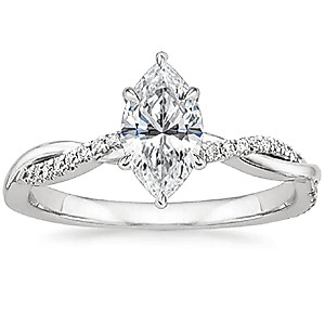 JEWELERYIUM 1 CT Marquise Cut Colorless Moissanite Engagement Ring, Wedding/Bridal Ring Set, Solitaire Halo Style, Solid Sterling Silver Vintage Antique Anniversary Bride Jewelry, Gorgeous Gift (7.5)