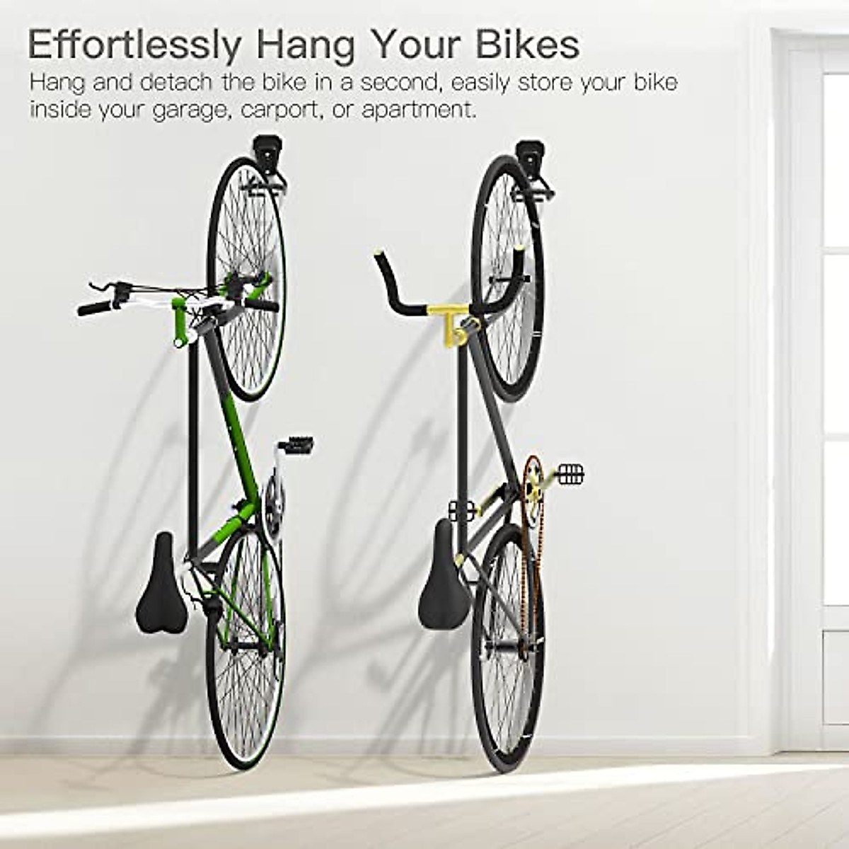 Housolution Bike Hanger Rack, [4 Pack] Heavy Duty Bike Hooks Wall Mount Rack Holder, Heavy Duty Bicycle Storage Hanger Vertical Stand for Garage, Black