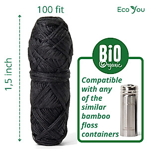 EcoYou Bamboo Charcoal Dental Floss | Mint & Candelilla Wax | Vegan & Biodegradable (4 Refills Pack)