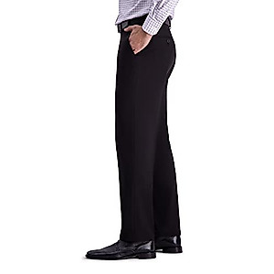 Haggar Men's Premium Comfort Dress Straight Fit Flat Front Pant, Black, 40W x 32L