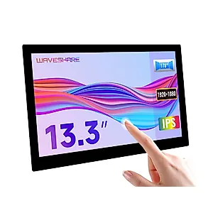 waveshare 13.3inch Capacitive Touch Screen LCD Compatible with Raspberry Pi 4B/3B+/3A+/2B/B+/A+/Zero/Zero W/WH/Zero 2W CM3+/4 1920×1080 Resolution HDMI IPS Supports Jetson Nano/Windows
