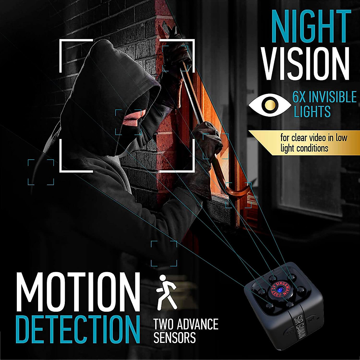 SIRGAWAIN Upgraded Mini Camera 1080P with 64GB SD Card - Camera Full HD - Portable Small Cam - Night Vision and Motion Detection - Indoor Camera for Home & Office - Cam