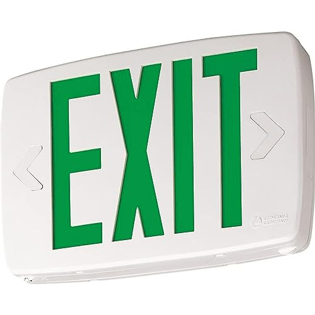 Lithonia Lighting LQM S W 3 G 120/277 EL N M6 Quantum Thermoplastic LED Emergency Exit Sign with Stencil-Faced White Housing and Green Letters with Nickel Cadium battery