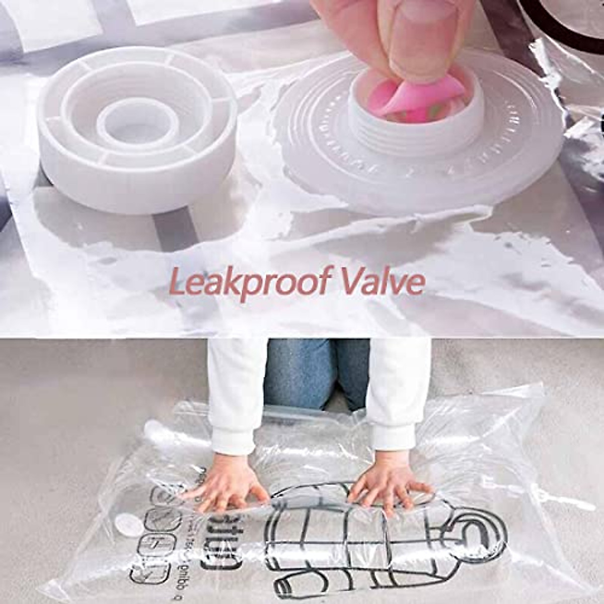 NEWDEZHI Hanging Vacuum Storage Bags, 2023 New Hanging Space Saver Bags, Outer Bags for Coats, Reusable Vacuum Seal Bags for Clothes with Pump (5pcs,L)