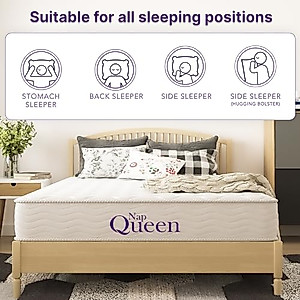 NapQueen 8 Inch Innerspring Twin Size Medium Firm Memory Foam Mattress, Bed in a Box, White