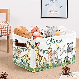 Personalized Storage Bins, Custom Storage Basket Boxes for Organizing Closet Shelf Nursery Toy Animals Celebration