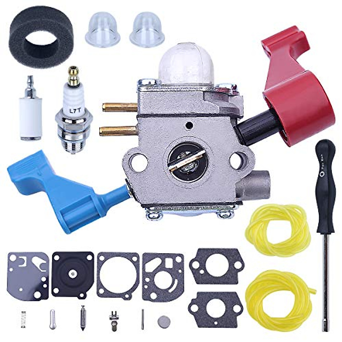 Adefol C1U-W12A Carburetor for Poulan FL1500 FL1500LE 952711486 Craftsman with Adjusting Tool Air Fuel Filter Line Tune Up Kit Gas Leaf Blower 530071629 C1U-W12B