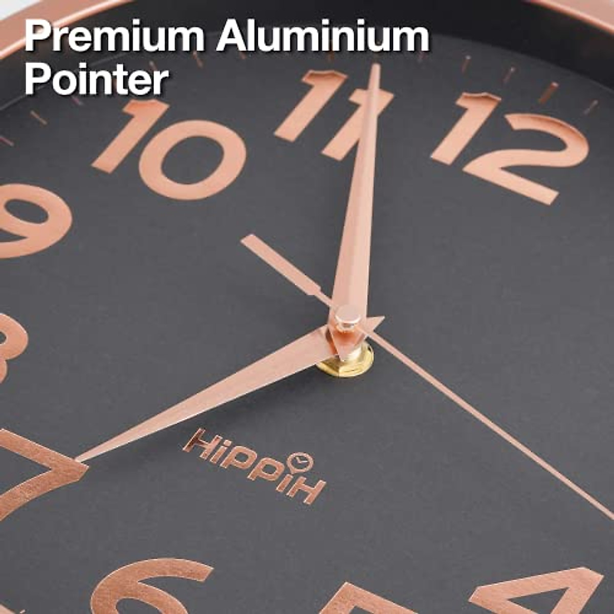 HIPPIH Wall Clock 2 Pack, 10 Inch Modern Wall Clocks Battery Operated, Non Ticking Silent Wall Clock, Simple Small Analog Wall Clock for Living Room, Bedroom, School, Office Decor (Rose Gold Black)