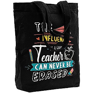 utuher Teacher Appreciation Gifts, Canvas Tote Bag for Teacher, Reusable Grocery Bags for Women, Best Teacher Gifts for Graduation (Black)