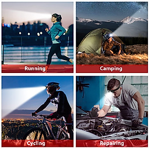 Headlamp Rechargeable,JNDFOFC 1200 Lumen Super Bright Motion Sensor LED Head Lamp flashlight, 2 PACK Waterproof Headlight with White Red Light,14 Modes Head Lights for Outdoor Camping Fishing Running