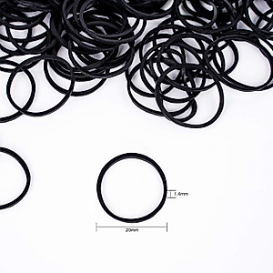 HOYOLS 3/4” Inches Black Hair Rubber Bands for Hair Ties Small Elastics Bands Large Hair Braiding Ponytail Holders for Baby Toddler Girls Kids Thick Hair Mini Bands No Damage 600pcs (M) Latex-Free