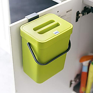 Jesintop Food Waste Basket Bin for Kitchen, Odor-Free Food Scrap Container,Small Countertop Compost Bin with Lid, Mini Garbage Can Wall Mounted Trash Can, 3L/0.8 Gal Series, Green