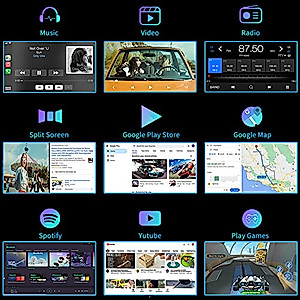 Bruynic 2023 New Upgrade Android 12 Car Radio Stereo for Jeep Wrangler JK Compass Grand Cherokee Dodge Ram,10.1" IPS Touch Screen with Wireless Carplay and Android Auto Come with AHD Backup Camera