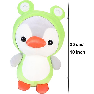 CASAGOOD Duck/Penguin Stuffed Animal in Frog Costume Adorable Plushies Wearing Green Frog Outfit Plush Toys Great for Kids and Lovers,Stuffed Penguin Animals 10 Inch