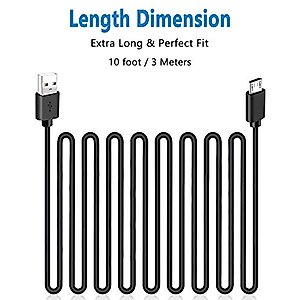 3Pack 10FT PS4 Charger Cord for Xbox One Controller,PS4 Charging Cable,Micro USB Cable for Xbox One S/X Slim Elite Controller,Playstation 4 Games,Dualshock 4 Controller Data Sync Cord