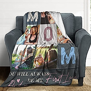 Custom Blanket, Mothers Day Birthday Gifts for Mom: Made in USA, Personalized Blanket with Photos, Memorial Gifts for Mom from Daughter Son Customized Blankets with Photos for Mom Grandma Women