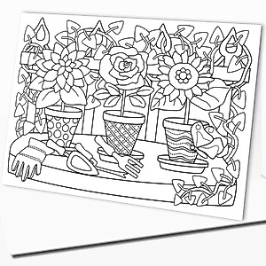 Art Eclect Adult Coloring Greeting Cards for Birthdays, Thank You Note Cards and Sympathy Cards (10 Cards With 10 Different Unique Designs and 10 White Envelopes, Set Garden/White)