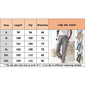 GLIENST Grey Linen Pants for Women Trendy Casual Loose Elastic High Waisted Straight Leg Lounge Work Pants Solid Color Comfy Trousers with Pockets X-Large