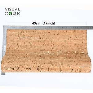 VISUAL CORK Thin Cork Fabric by The Yard Eco-Friendly Faux Leather Upholstery Fabric 17inch× 362inch (43cm× 920cm) Wallpapers Craft Materials