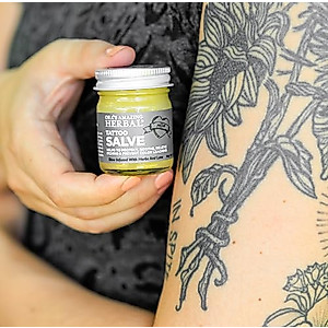 Tattoo Salve, Tattoo Aftercare, Tattoo Balm, Tattoo Healing Ointment, Tattoo Cream, Tattoo Moisturizer, Made in The USA with Organic Ingredients, Plastic Free Tattoo Care, Ora's Amazing Herbal