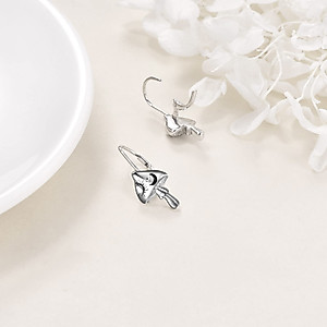 POPLYKE Mushroom Leverback Earrings Sterling Silver Fun Sun and Moon Earrings Jewelry for Women Daughter Gifts