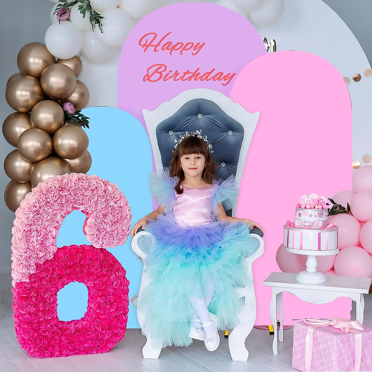 3 PCS Stretchy Spandex Fabric Fitted Arch Backdrop Stand Cover(4ft,5ft,6ft), Round Top Chiara Arched Backdrop Cover for Wedding Baby Shower Birthday Party Anniversary Celebration Banquet Decoration