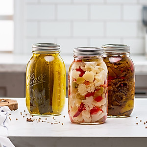 Regular Mouth 32 oz (Quart) mason Jars (24-Pack) with Lids and Bands Bundled with KangarooBands Jar Opener, and Package Of Jar Labels | Canning, Fermenting, Pickling, DIY Decors Projects