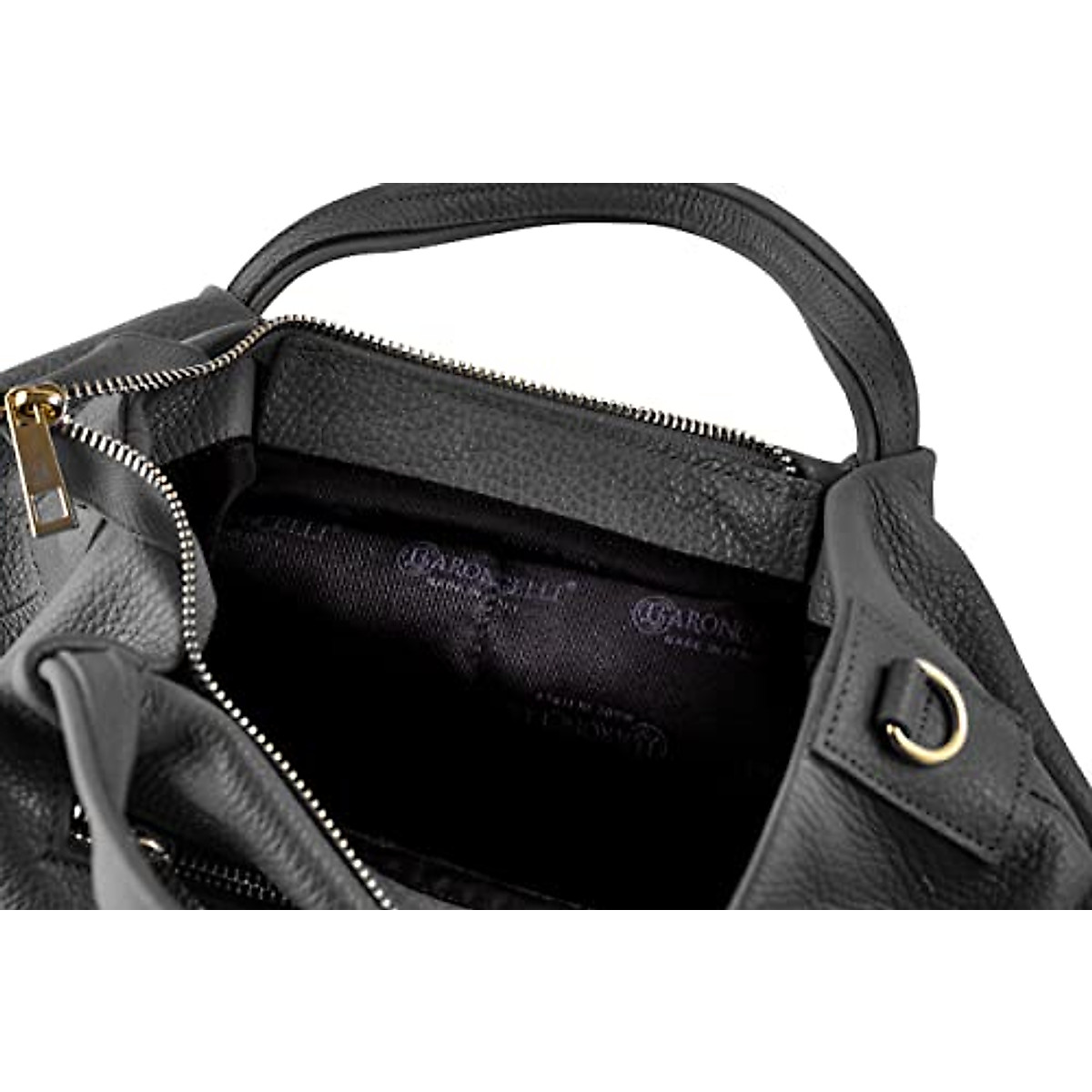 Baroncelli Italian Black Leather Purse for Women Genuine Soft Leather Medium Size Shoulder Crossbody Bag Made in Italy