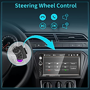 Hikity 7 Inch Double Din Car Stereo Touch Screen Car Radio with Bluetooth Backup Camera, FM Car Audio Receivers, Support Mirror Link for Android iOS Phone USB AUX-in TF Card