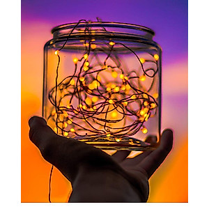 SUDDUS 33ft 100 LED Outdoor String Lights, Warm White Fairy Lights Battery Operated with Remote, Led Twinkle Lights for Bedroom, Dorm, Backyard, Wedding, Tree, Mason Jar, Wall, Christmas