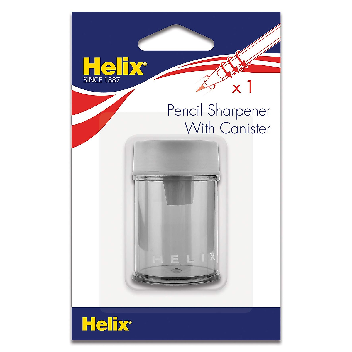 Maped Helix USA - Helix Canister 1 Hole Pencil Sharpener - Standard Pencil Compatibility - Durable Steel Blade - Assorted Colors