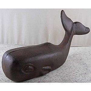 Large Cast Iron Whale Figure - Nautical Whale Doorstop