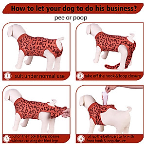 PetWarm Dog Recovery Suit,Surgical Suit for Dogs Female Spay Male Neutered,After Surgery Dog Onesie,Anti-Licking Dog Surgery Recovery Suit,Leopard Pattern,Red,XS