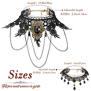 MTLEE 9 Pieces Black Gothic Lace Choker for Women Black Victorian Choker Elegant Retro Necklaces for Girl Punk Party Steampunk Vampire Cosplay Costumes Jewelry