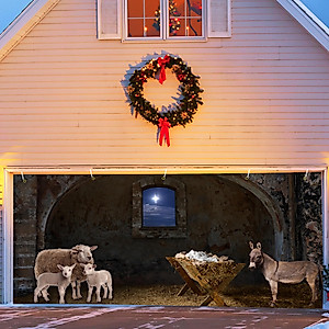 ontigola Holy Nativity Christmas Holiday Garage Door Decorations 6 x 13 ft Christmas Nativity Barn Birth of Jesus Nativity Winter Large Door Cover Decoration Outdoor Holiday Decoration